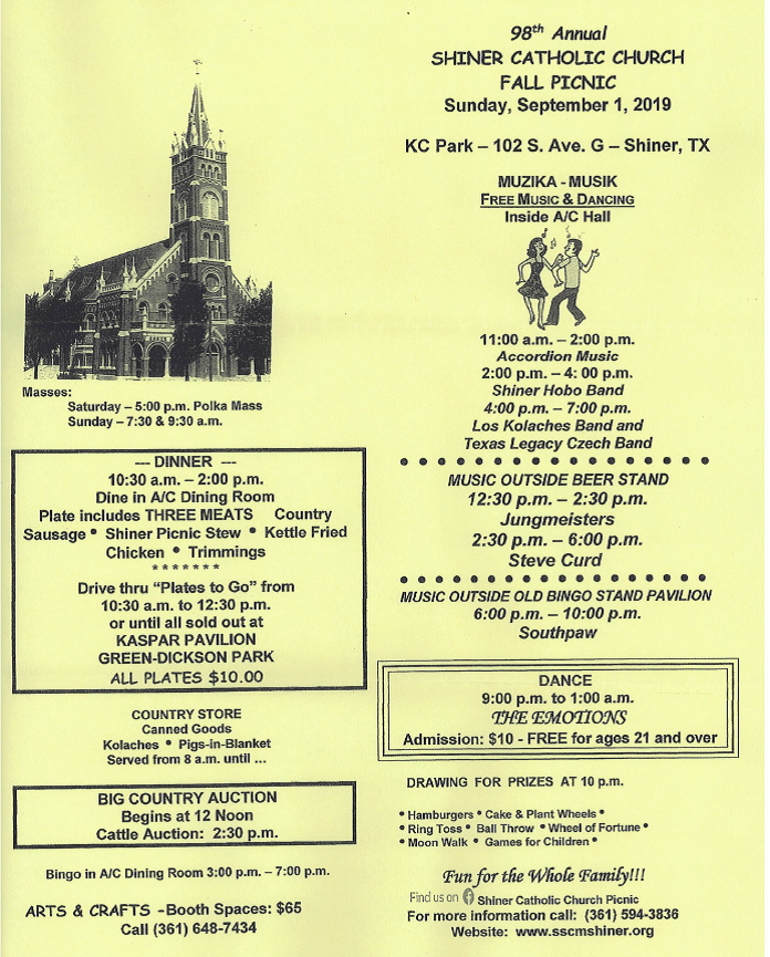 Shiner Catholic Church Fall Picnic – KTEX 106.1