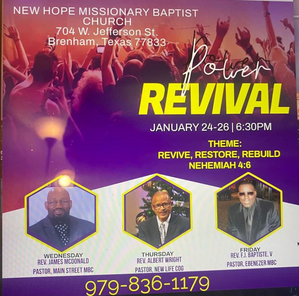Revival Services at New Hope MBC – KTEX 106.1